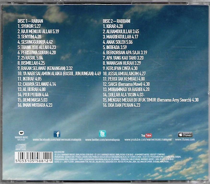 Rabbani Dan Raihan Hijrah 1434 2CD Lagu Nasyid Limited Stock, Hobbies ...