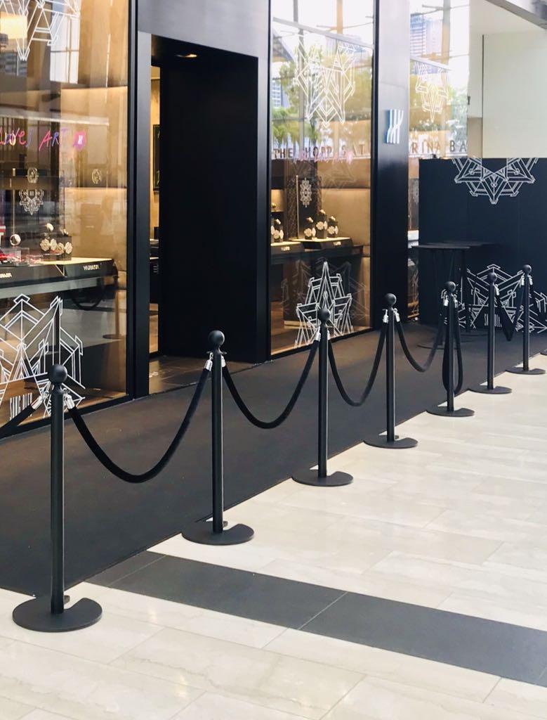 RENTAL - FULL BLACK QUEUE POLES WITH BLACK ROPES, Furniture & Home ...