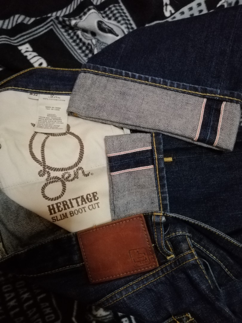 Bzen heritage slim boot cut selvedge pants, Men's Fashion, Bottoms, Chinos on Carousell