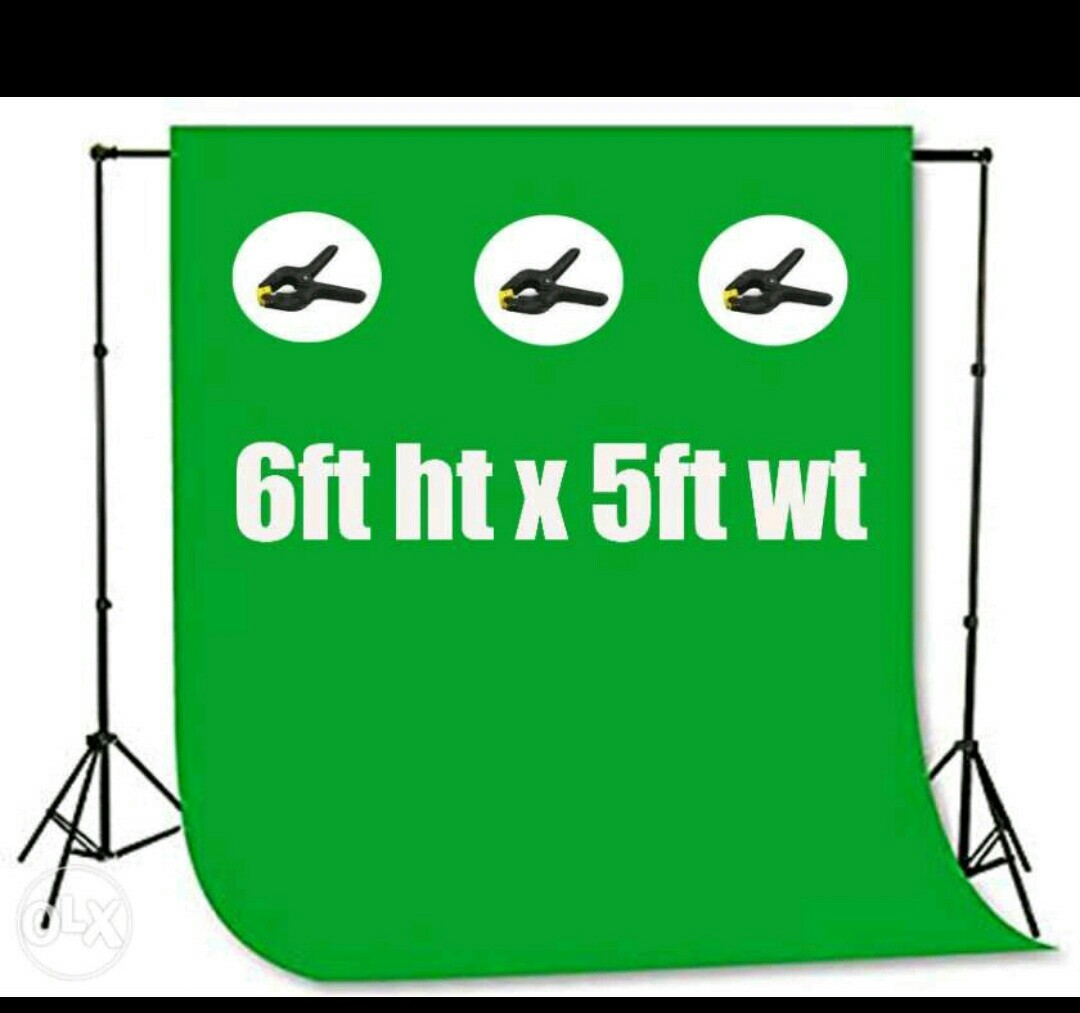 Green screen with 3 clamps, Photography, Photography Accessories ...