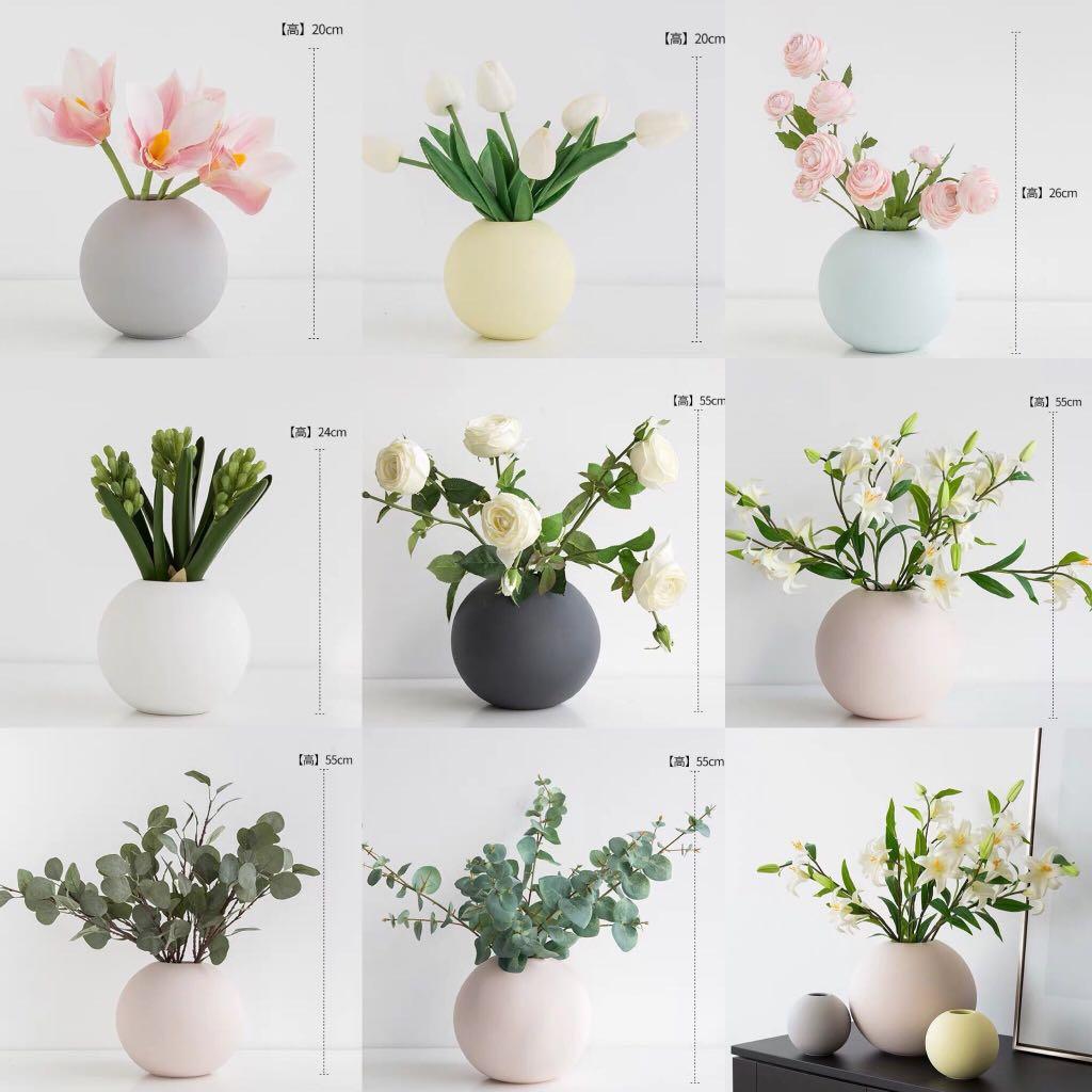 PO Modern Spherical Round Ceramic Plant Flower Pot Vase, Furniture ...