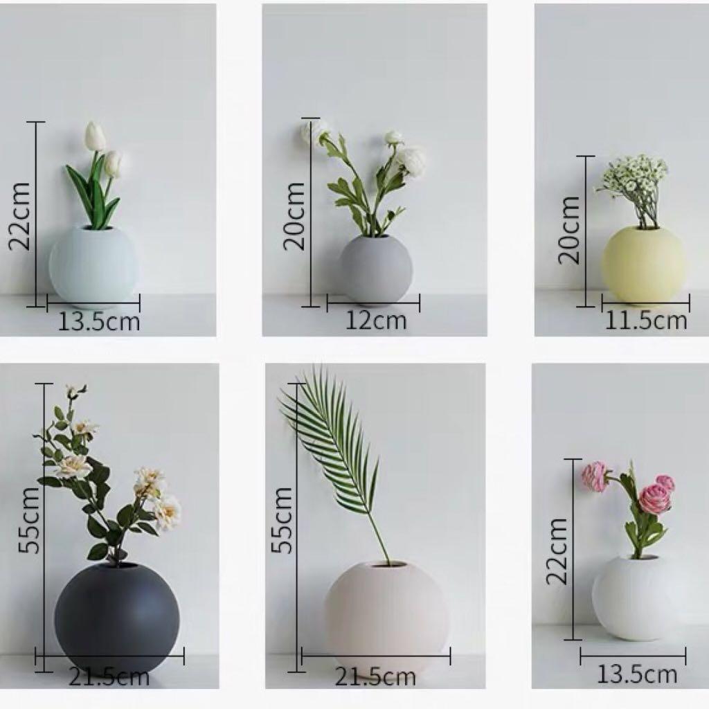PO Modern Spherical Round Ceramic Plant Flower Pot Vase, Furniture ...