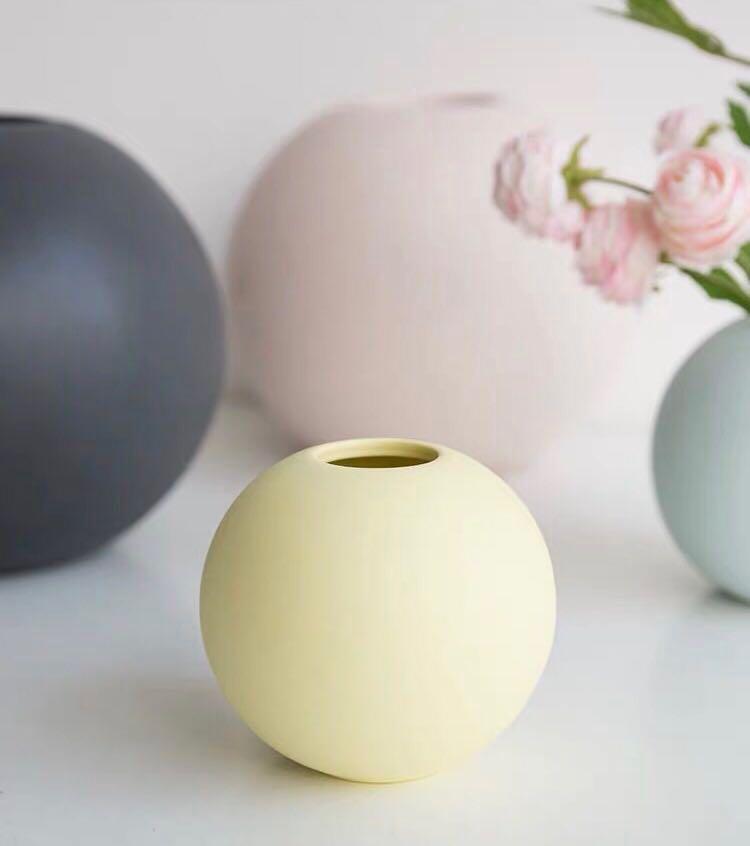 PO Modern Spherical Round Ceramic Plant Flower Pot Vase, Furniture ...
