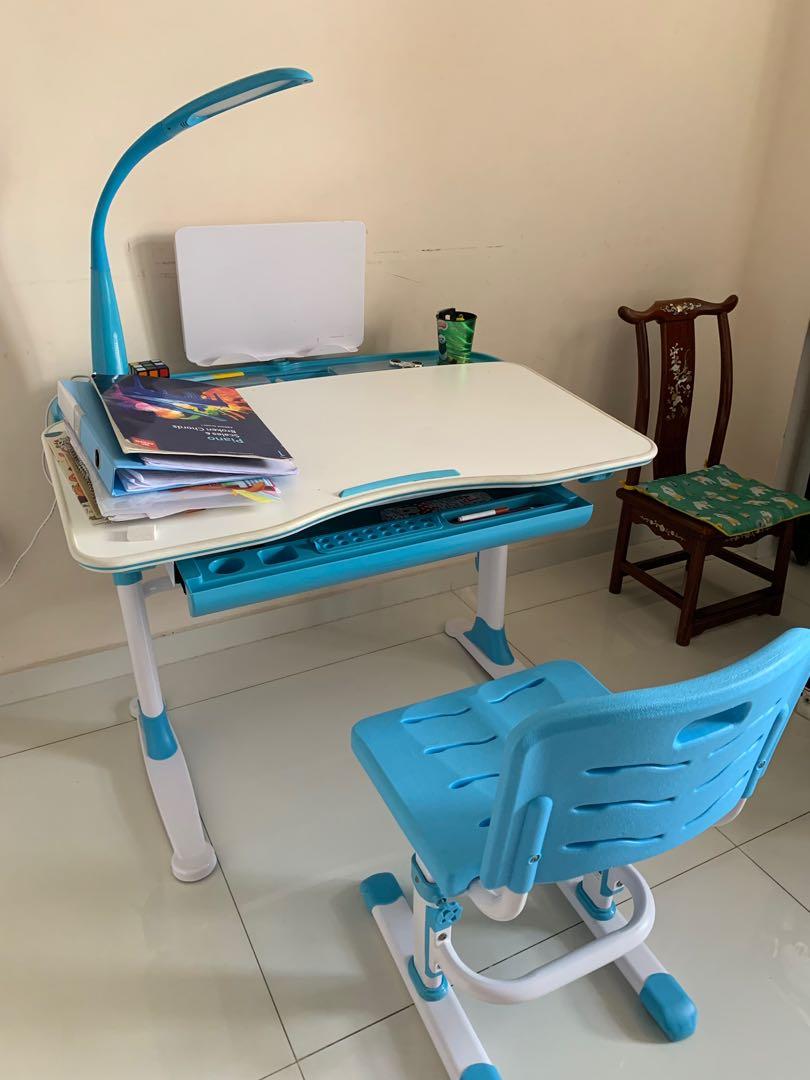 Student study table together with chair, Furniture & Home Living ...