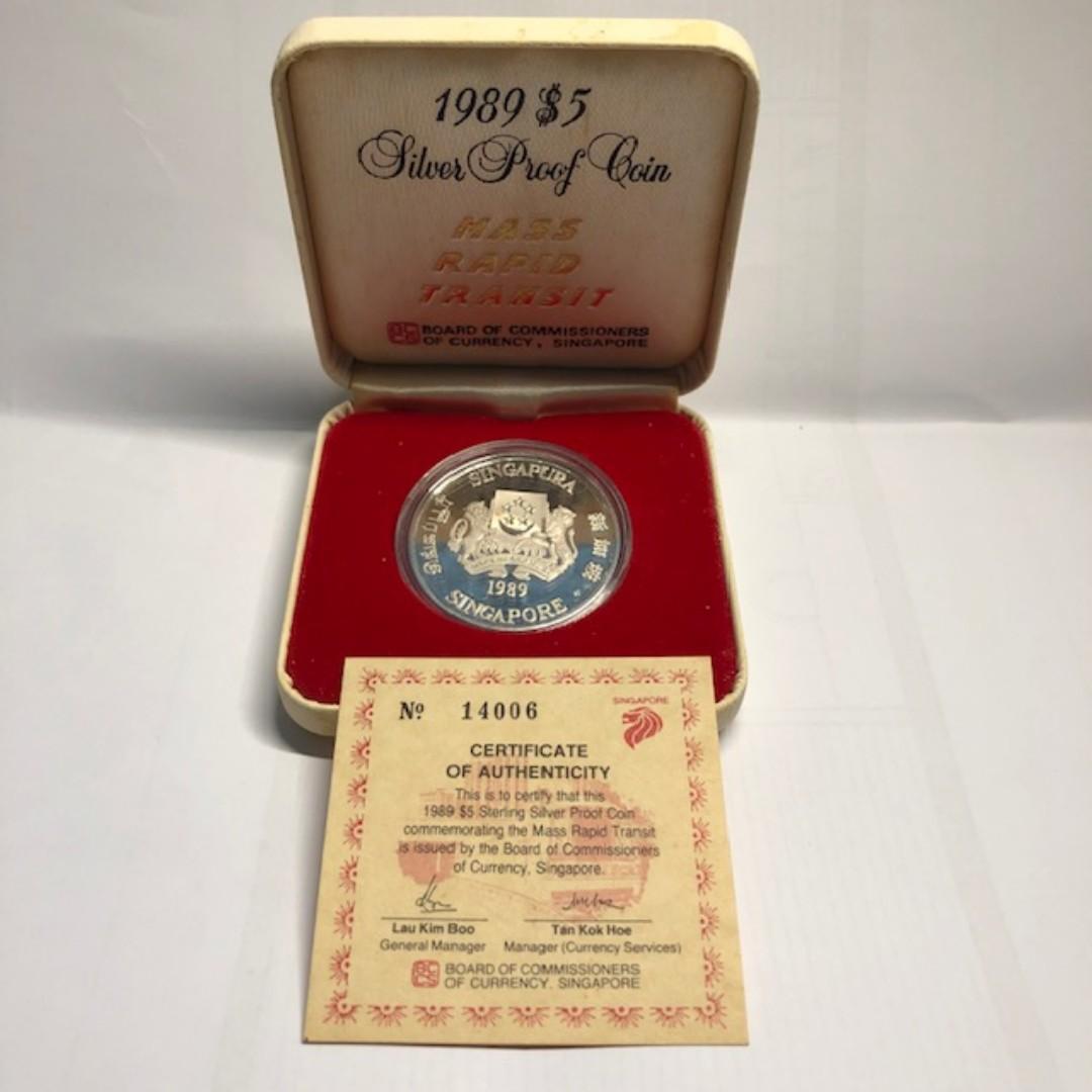 1989 MRT Silver Proof $5 Coin, Hobbies & Toys, Memorabilia ...