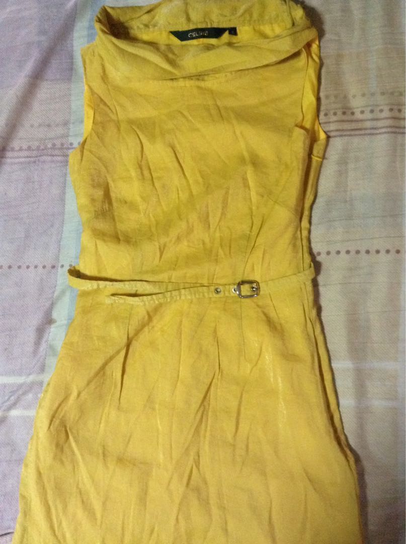 Celine CLN yellow dress, Women's Fashion, Dresses & Sets, Dresses on ...