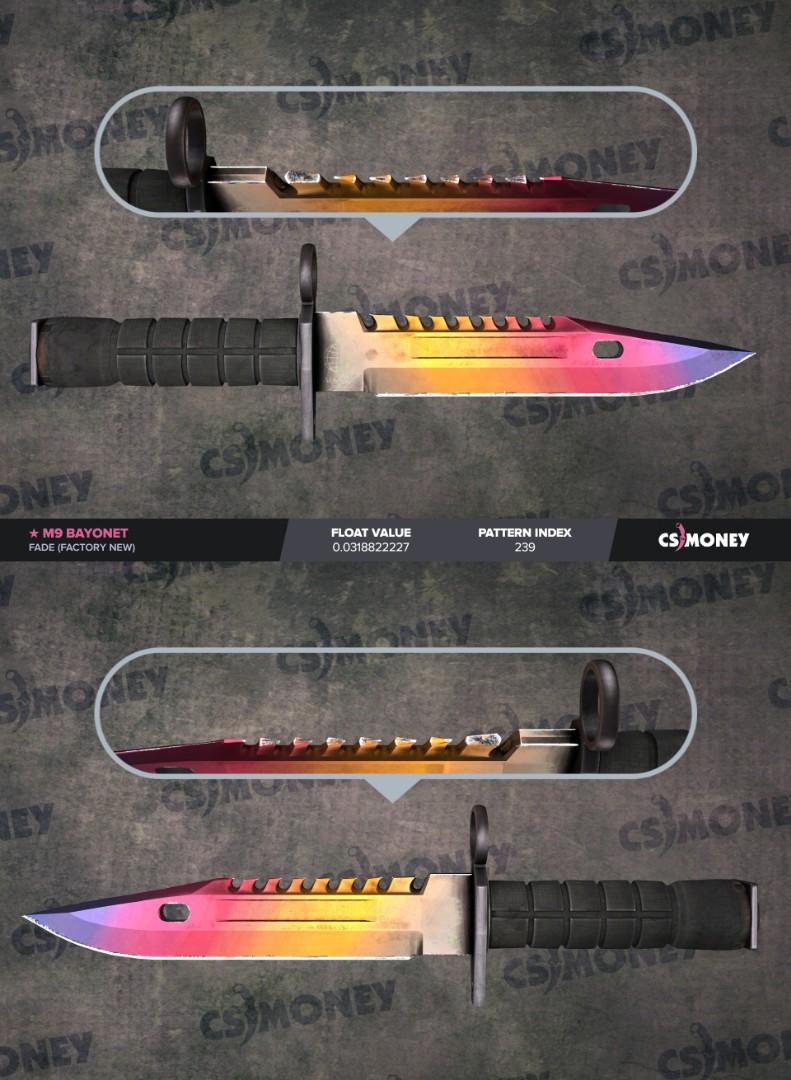 CSGO M9 Bayonet Fade 92%, Video Gaming, Gaming Accessories, Game Gift ...