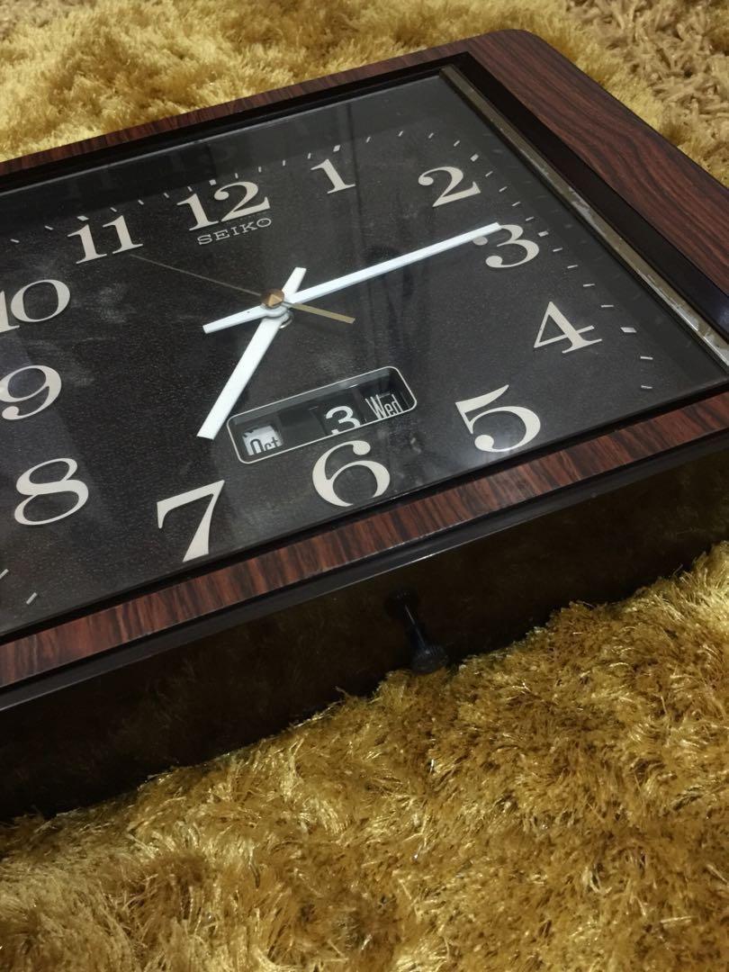 Jam dinding Seiko Original 37 x 29 x 8 cm, vintage mesin Japan, Antik ...