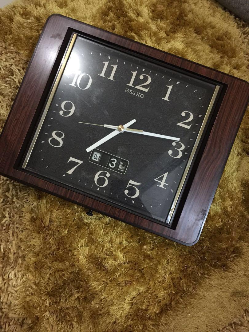 Jam dinding Seiko Original 37 x 29 x 8 cm, vintage mesin Japan, Antik ...