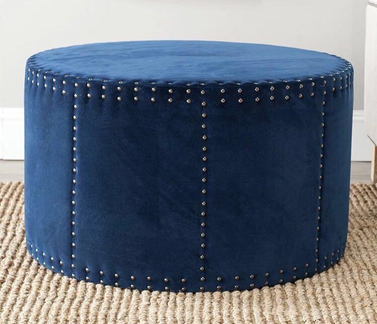 Bench Round Studded Ottoman Coffee Table Footrest Footstool Foot Stool ...