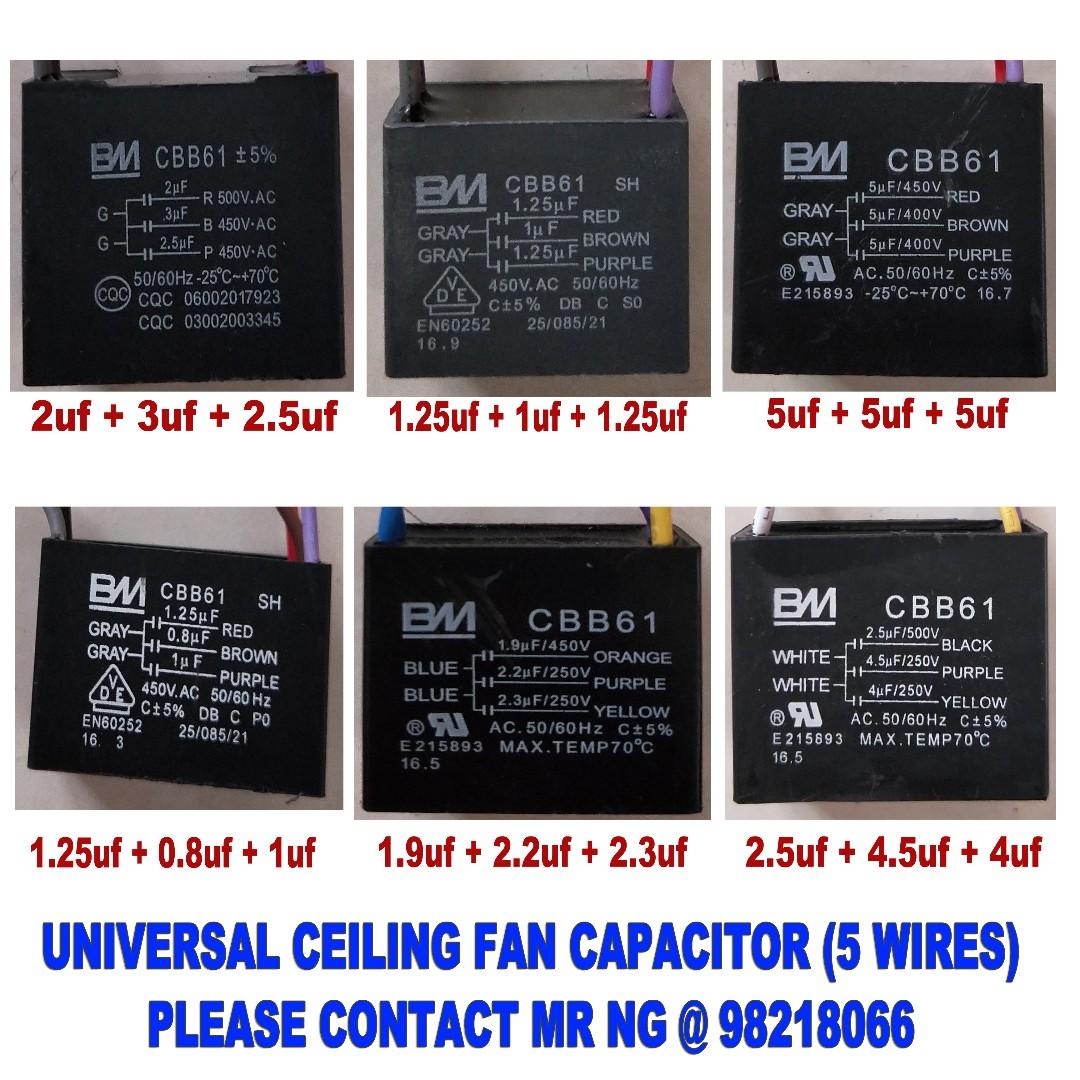 CEILING FAN CAPACITOR (5 WIRES), Furniture & Home Living, Lighting ...