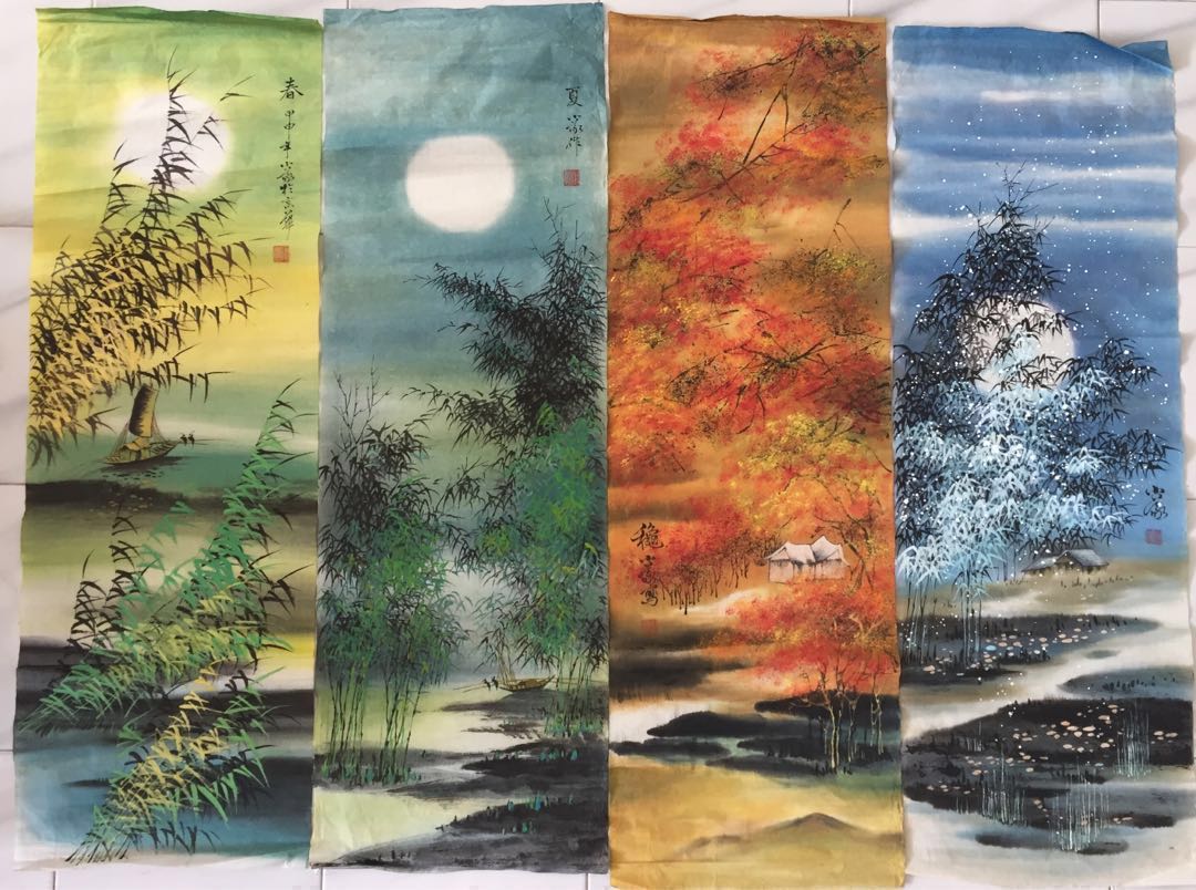 Chinese paintings (set of 4 pieces): The Four Seasons, Hobbies & Toys ...