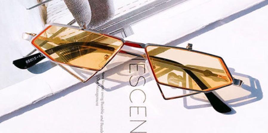 Double diamond shaped flap retro old school shades / sunglasses, Women ...