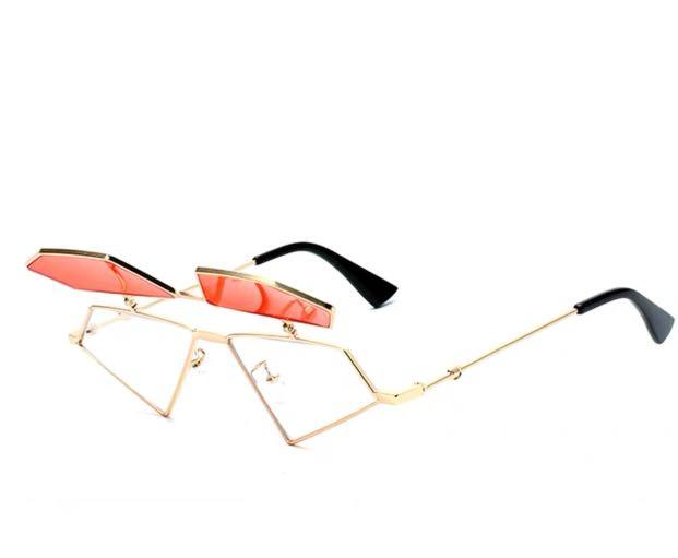 Double diamond shaped flap retro old school shades / sunglasses, Women ...