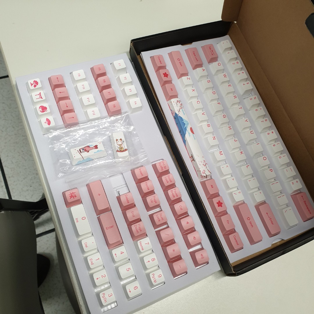 Sakura Mt(mount) Fuji keycaps key caps double shot pbt, Hobbies & Toys ...