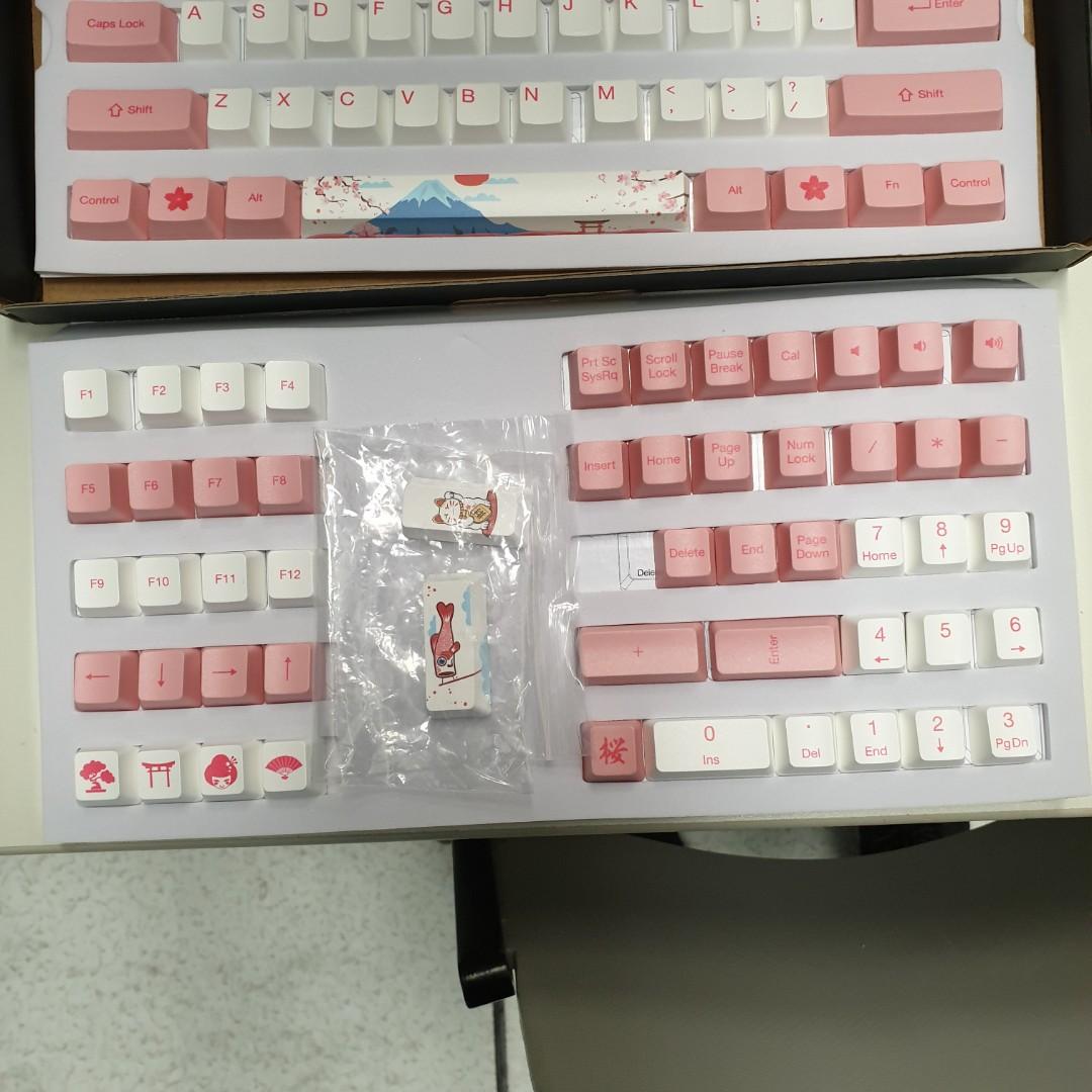 Sakura Mt(mount) Fuji keycaps key caps double shot pbt, Hobbies & Toys ...