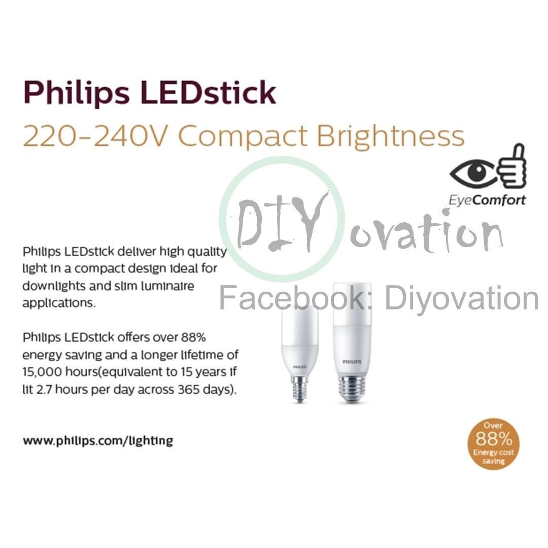 [Save Electric] Philips E27/ E14 LED Stick Bulb, Furniture & Home ...