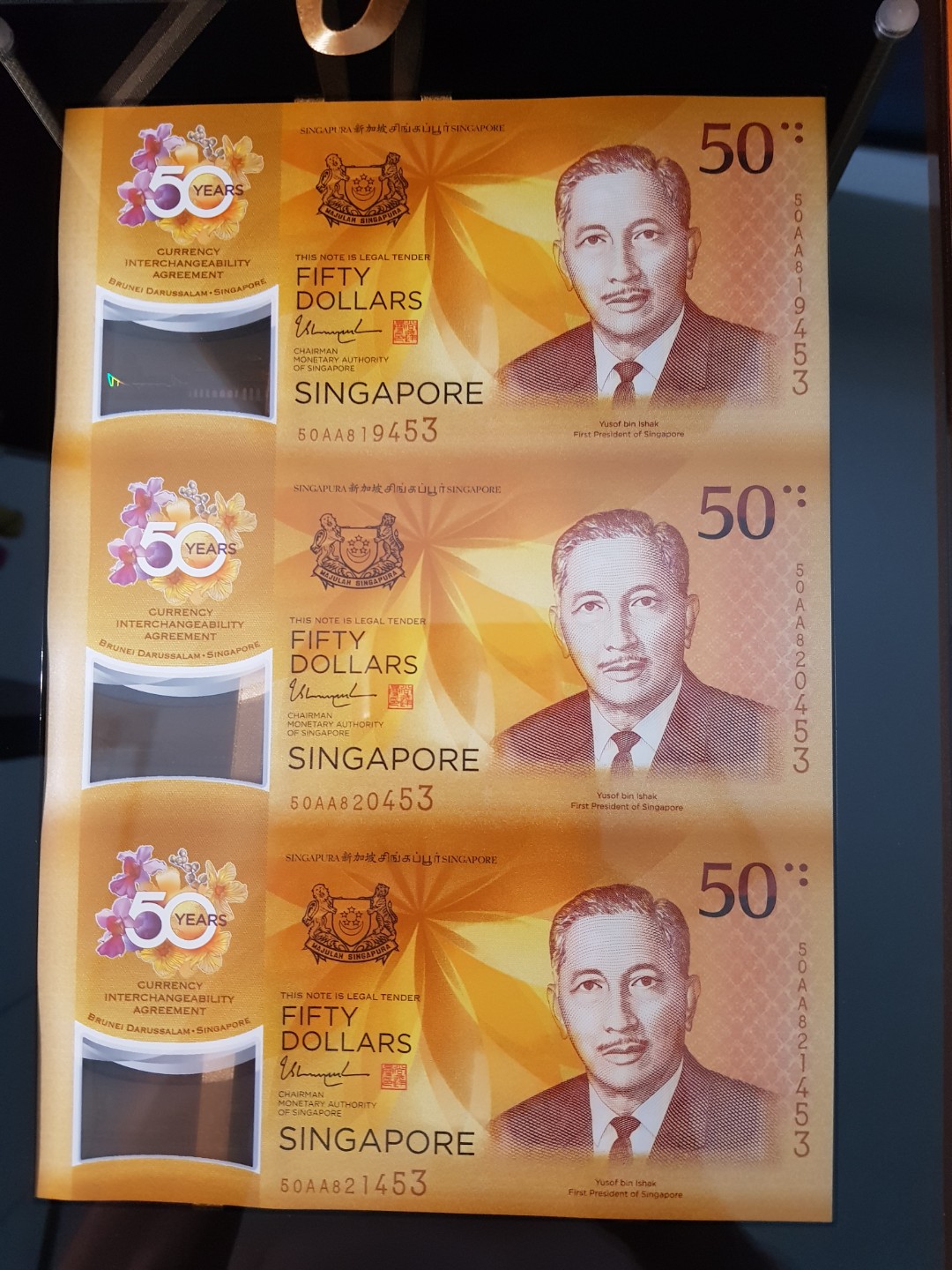 CIA 50 Singapore Notes (SG02) 3-IN-1 UNCUT SHEETS, Hobbies & Toys ...