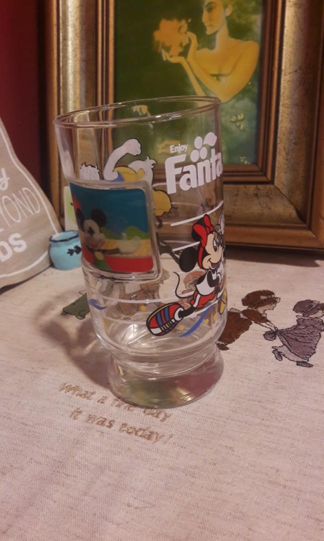 Japan vintage Enjoy Fanta Walt Disney glass mickey minnie ,Donald Duck ...