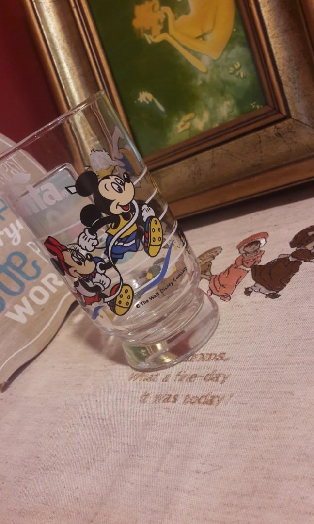 Japan vintage Enjoy Fanta Walt Disney glass mickey minnie ,Donald Duck ...