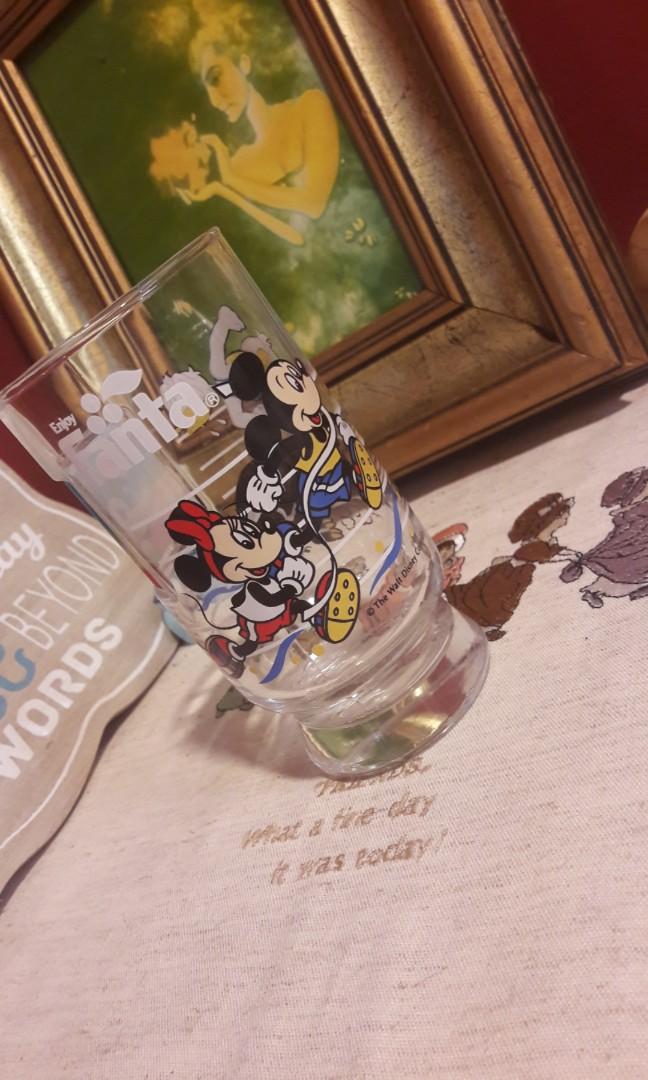 Japan vintage Enjoy Fanta Walt Disney glass mickey minnie ,Donald Duck ...