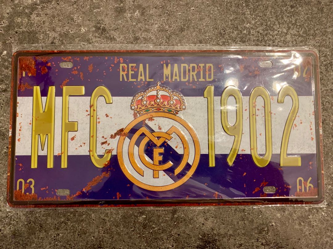 Real Madrid FC decorative number plate, Car Accessories, Accessories on ...