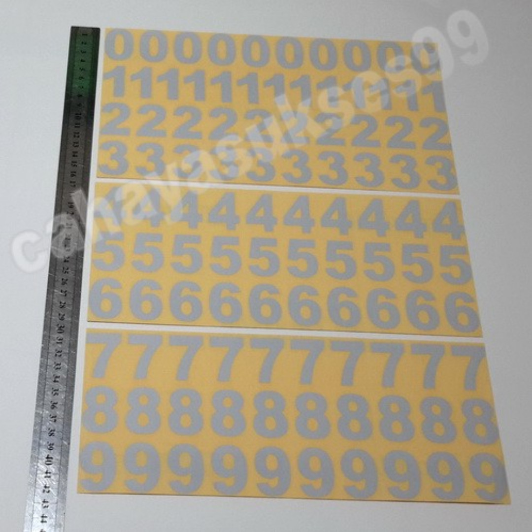 Stiker Motor Cutting ANGKA 0 Sampai 9 Putih Font Size 3.5cm X 2.5cm ...