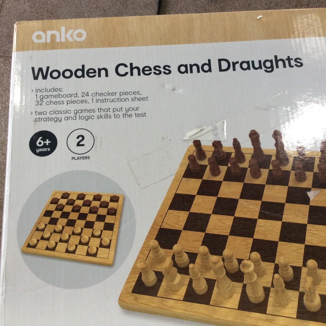 Anko Wooden Chess Board and Draughts, Sports Equipment, Other Sports ...