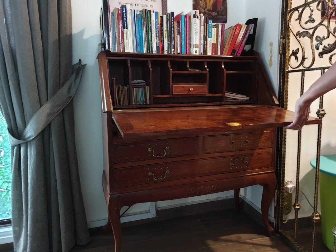 Antique study table., Furniture, Home Decor, Antiques on Carousell