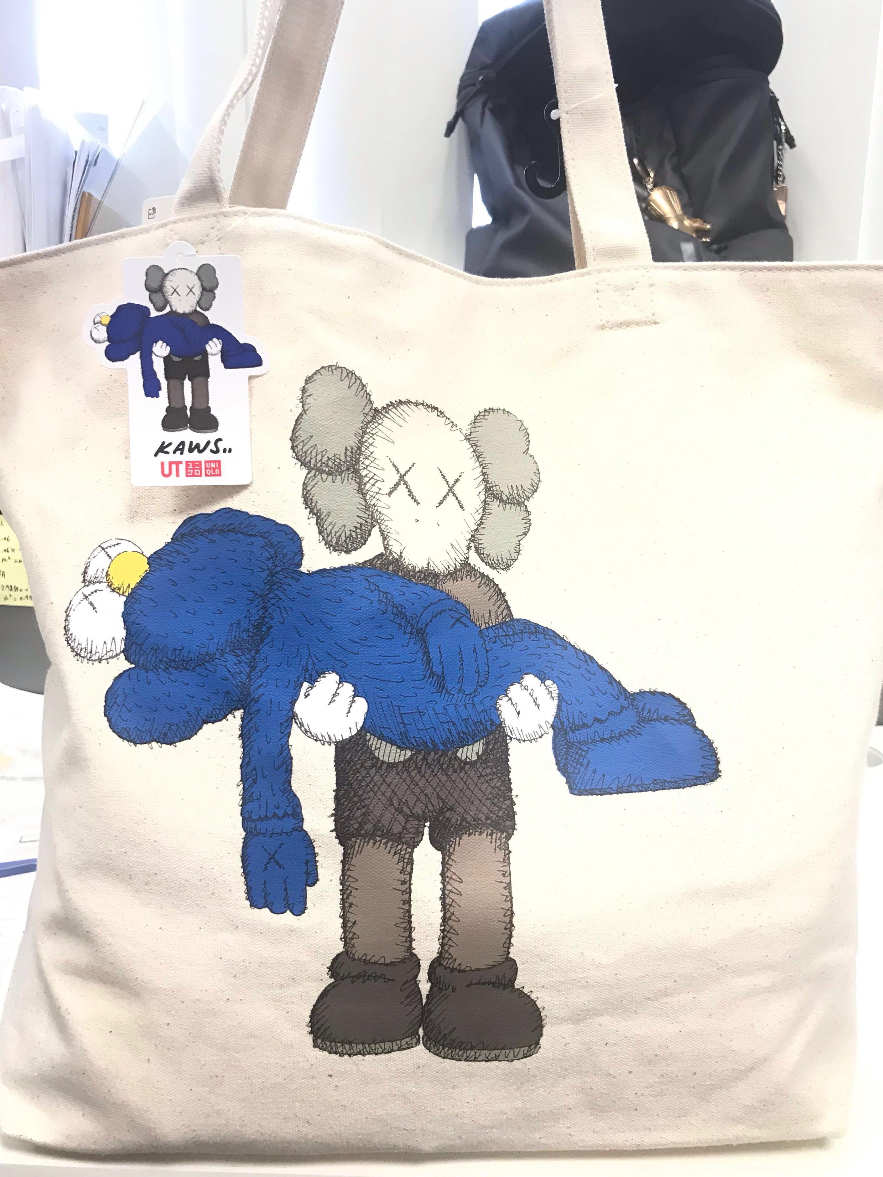 KAWS Uniqlo tote bag 手挽袋, 女裝, 手袋及銀包, Tote Bags - Carousell