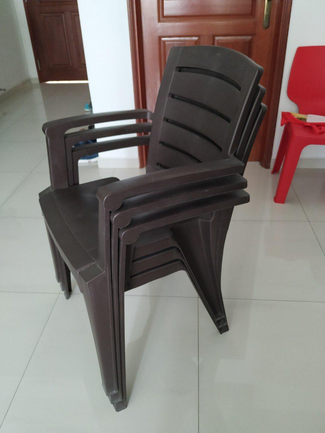 Two Plastic Arm Chair (stackable), Furniture & Home Living, Furniture ...