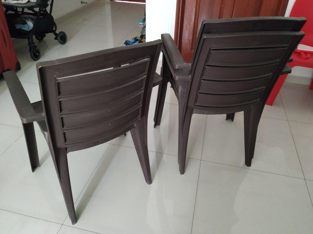Two Plastic Arm Chair (stackable), Furniture & Home Living, Furniture ...