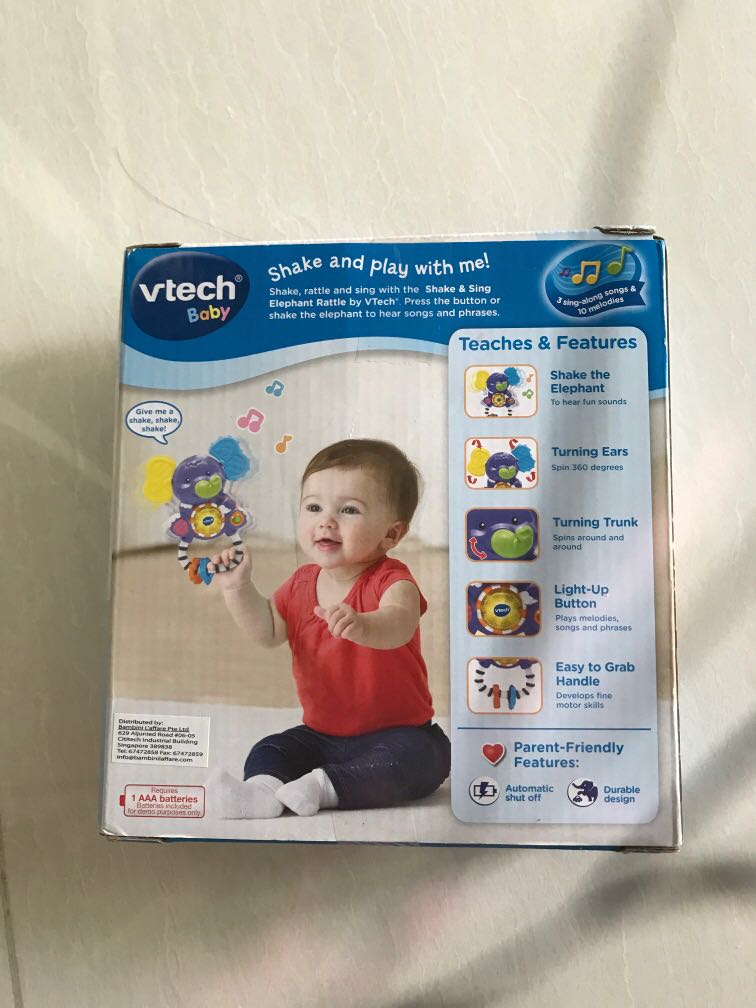 Vtech shake & sing elephant rattle, Babies & Kids, Infant Playtime on ...