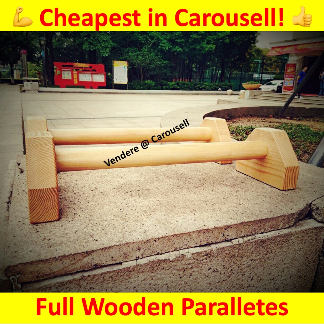 Wooden Classic Gymnastic Parallettes Rack Parallel Bar Stand Cross Fit ...
