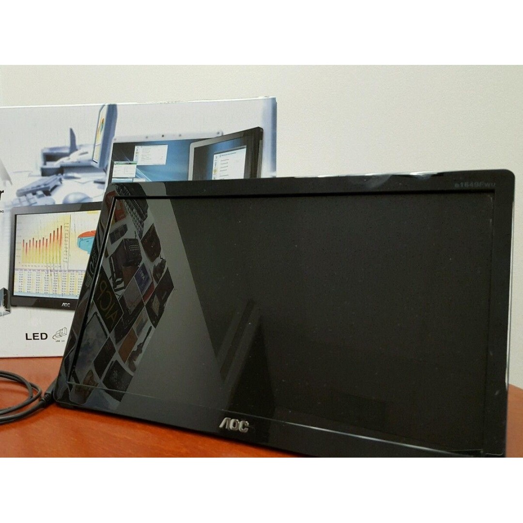 AOC USB Monitor 1649fwu 15.6" Portable Monitor, Electronics, Computer ...