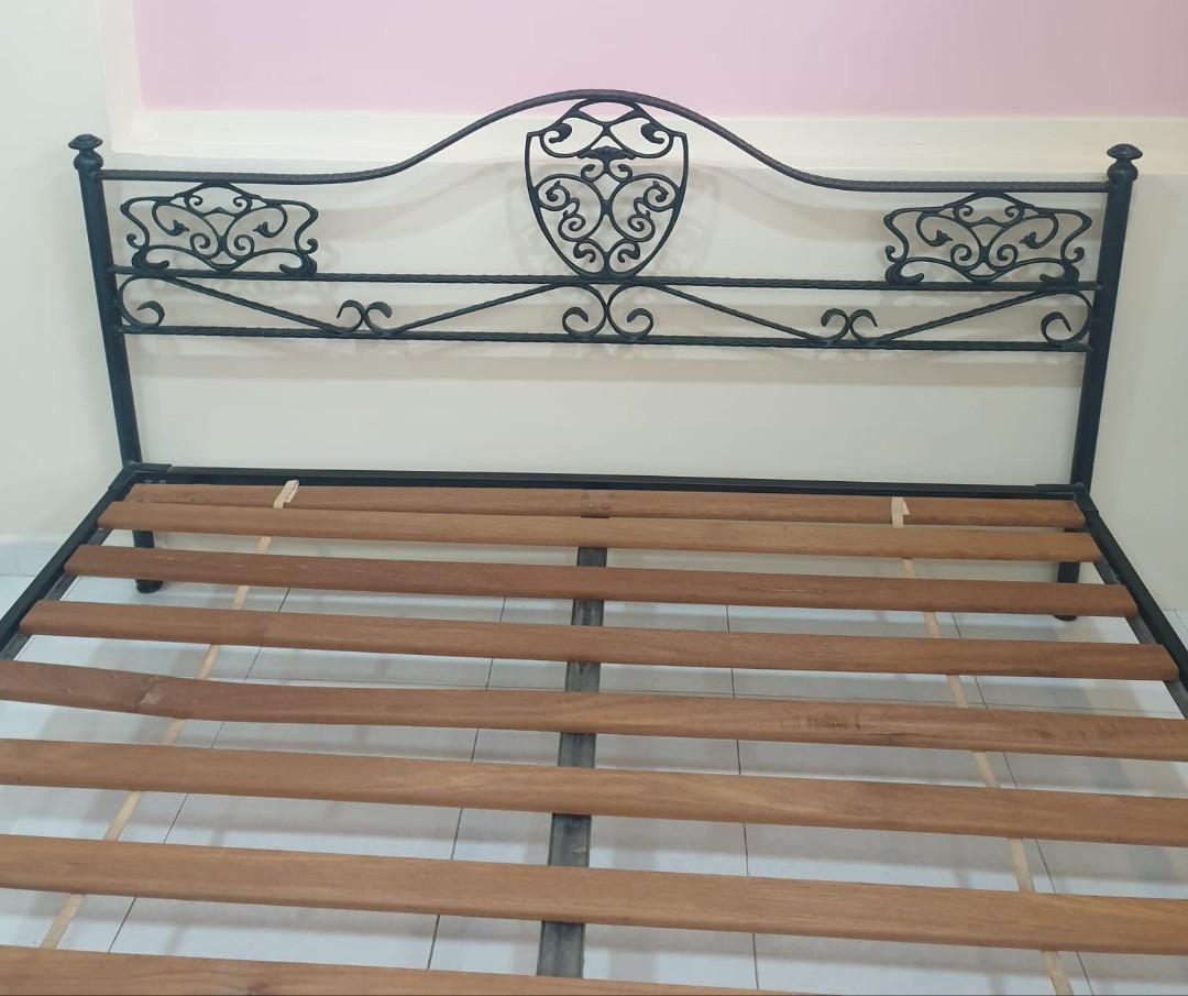 Cellini turquoise green wrought iron king size bed frame, Furniture ...
