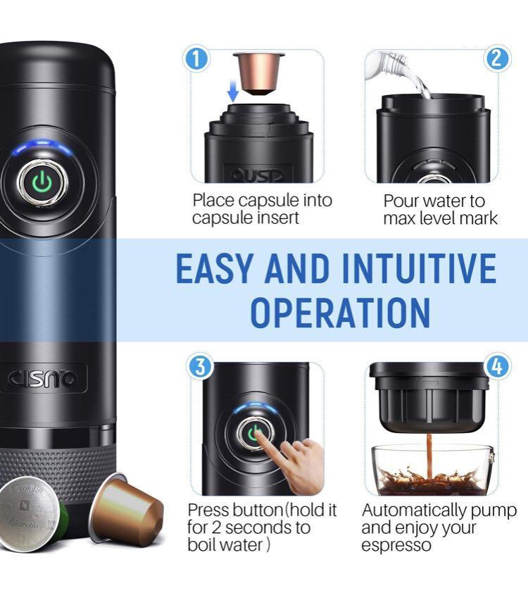 CISNO NCC-N01 Automated Portable Espresso Machine, Boil Water, 15 Bars ...