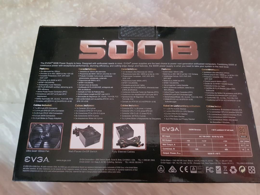 EVGA 500B PSU, Computers & Tech, Parts & Accessories, Networking on ...