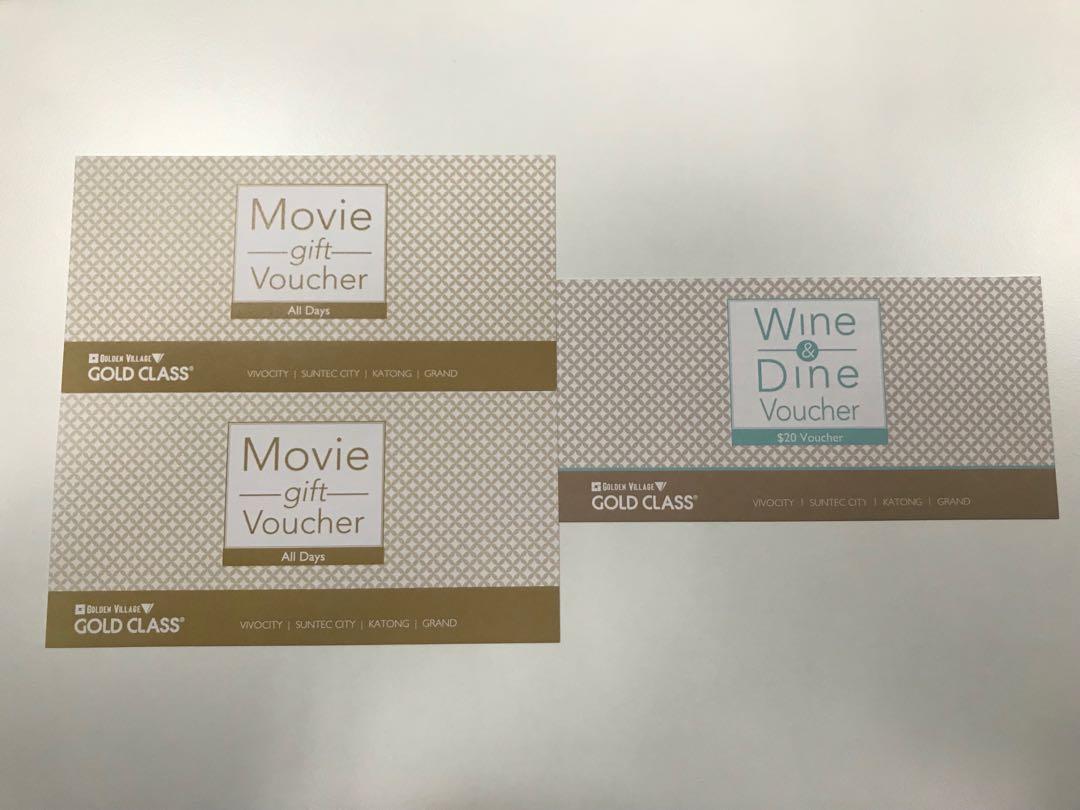 GV Gold Class Movie Tickets x 2 and Meal Voucher, Tickets & Vouchers ...