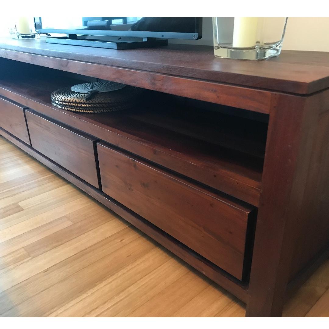 Solid teak wood TV console, Furniture & Home Living, Furniture, TV Consoles on Carousell