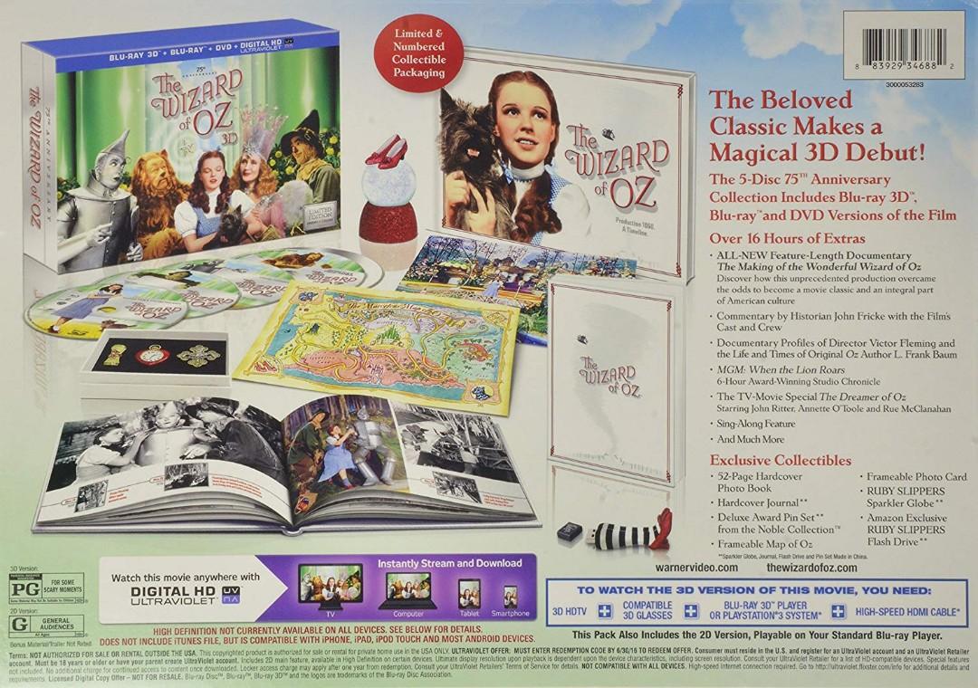 Wizard of Oz 3D 75th Anniversary Collectors Edition Amazon Exclusive ...
