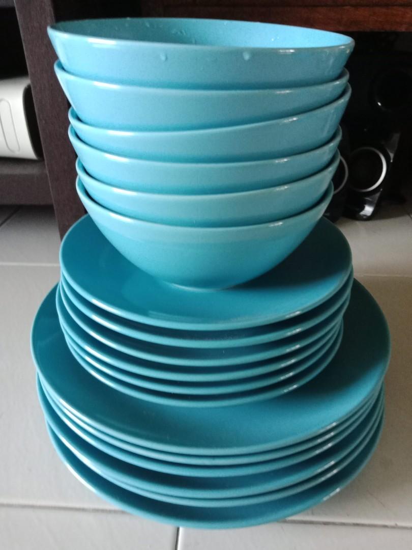 IKEA blue plates and bowls, Furniture & Home Living, Kitchenware ...