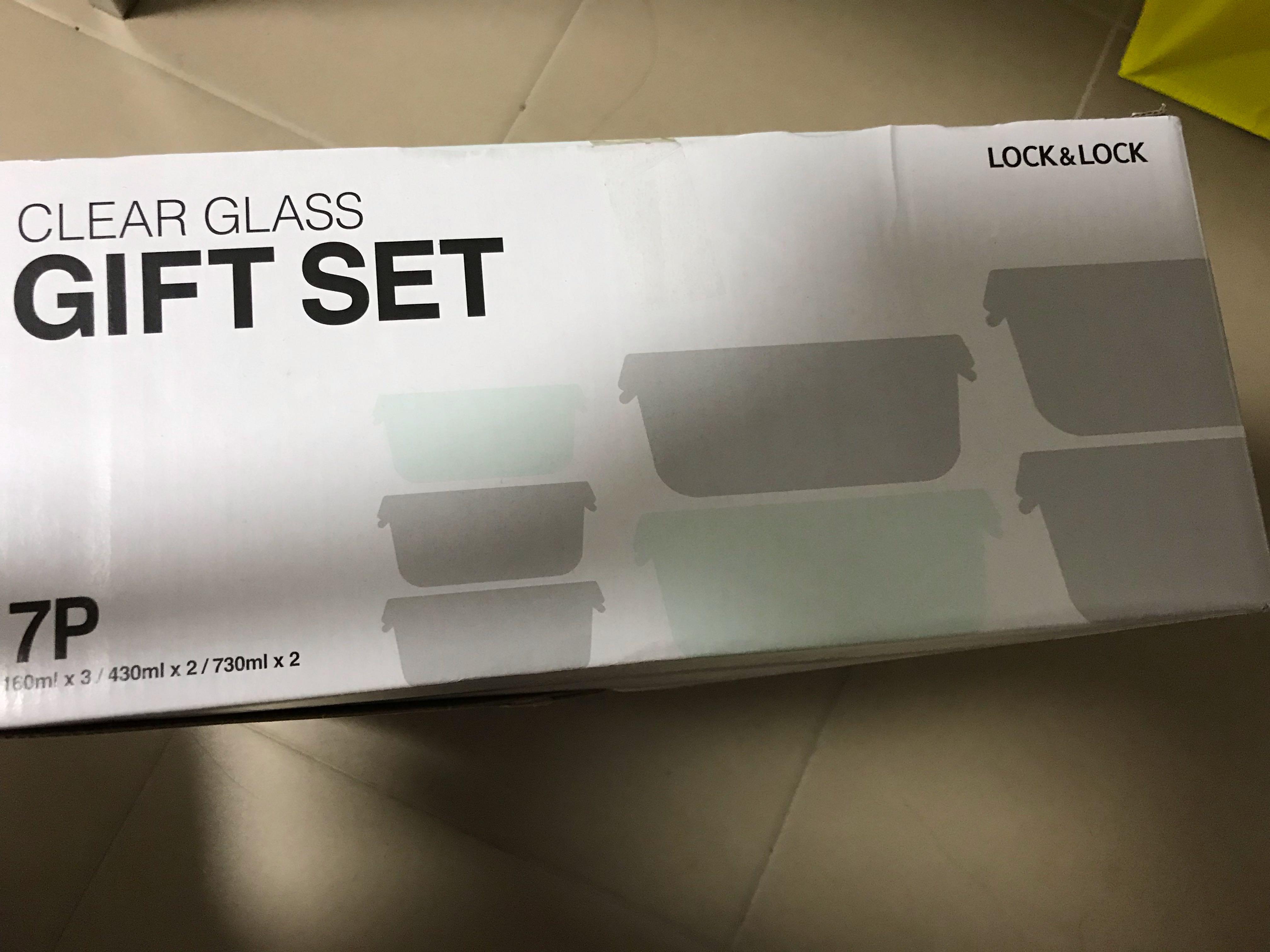 Lock & Lock clear glass 7pcs gift set, Furniture & Home Living, Kitchenware & Tableware, Other ...