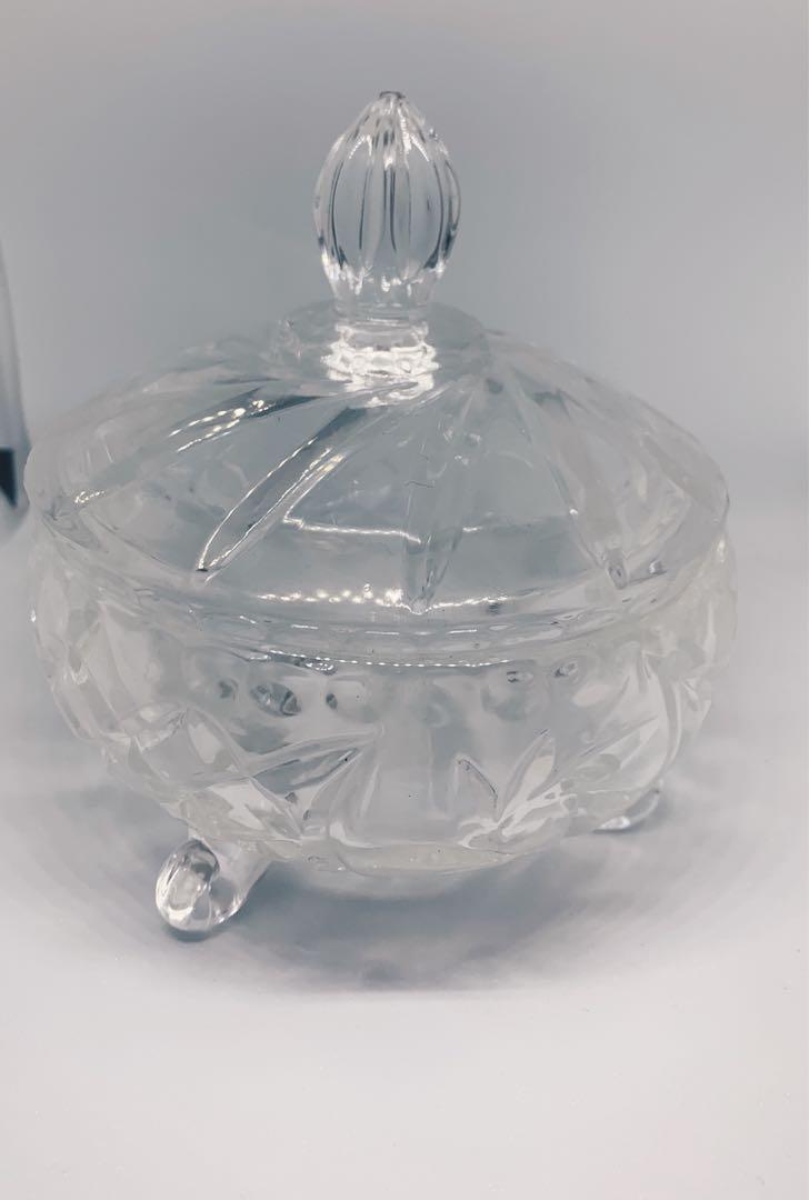 Crystal glass container with lid, Furniture & Home Living, Kitchenware ...