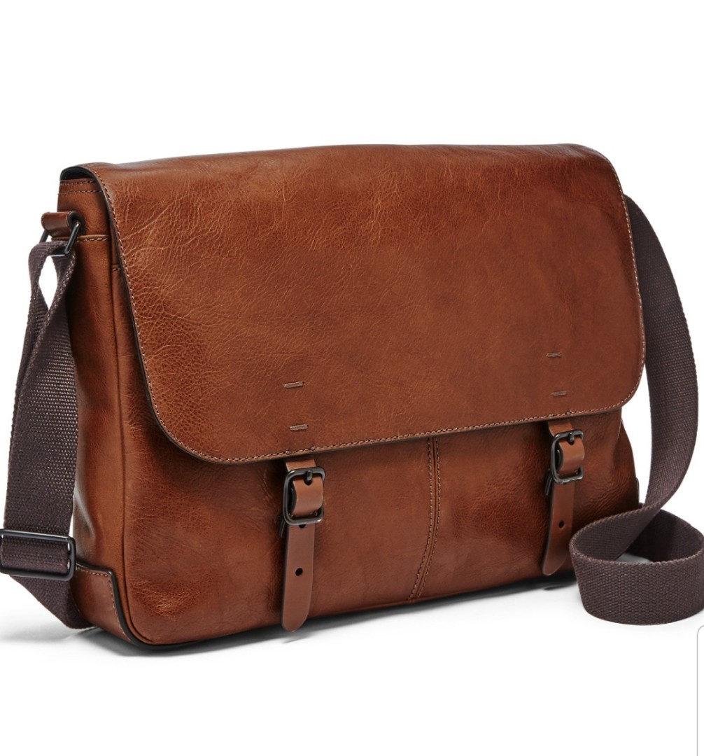 Fossil Leather Messenger Bag (Man), Men's Fashion, Bags, Sling Bags on ...