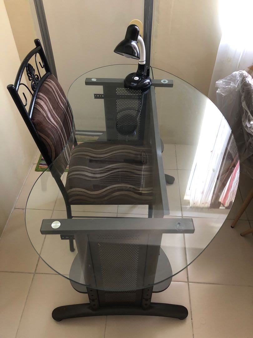 Glass Computer/Study Table, Furniture & Home Living, Furniture, Tables ...