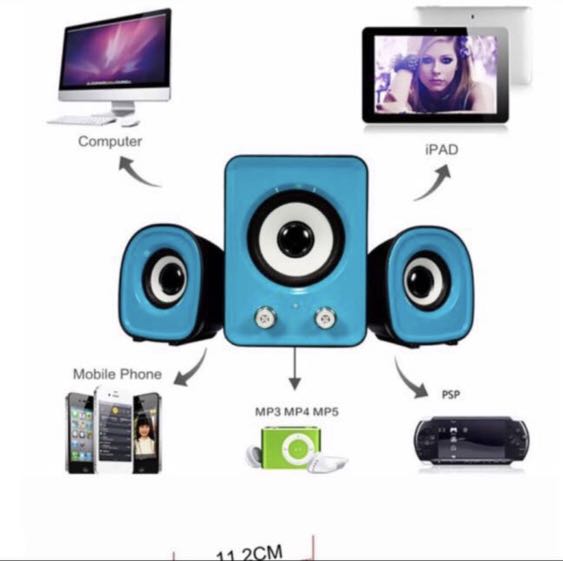 Mini Computer Speaker 2.1 Multimedia Stereo Desktop Portable USB ...