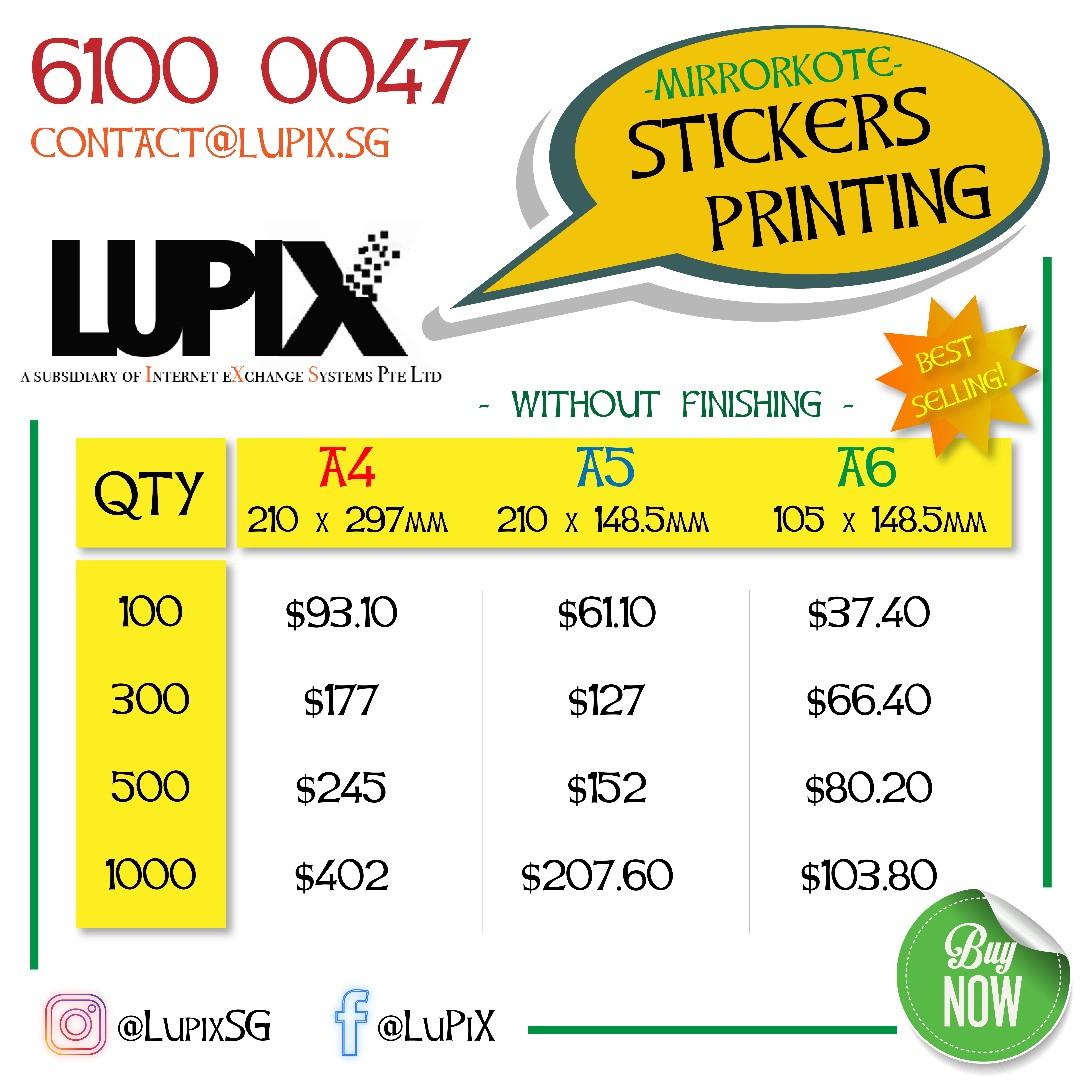 MIRRORKOTE STICKERS PRINTING, Hobbies & Toys, Stationery & Craft, Art ...