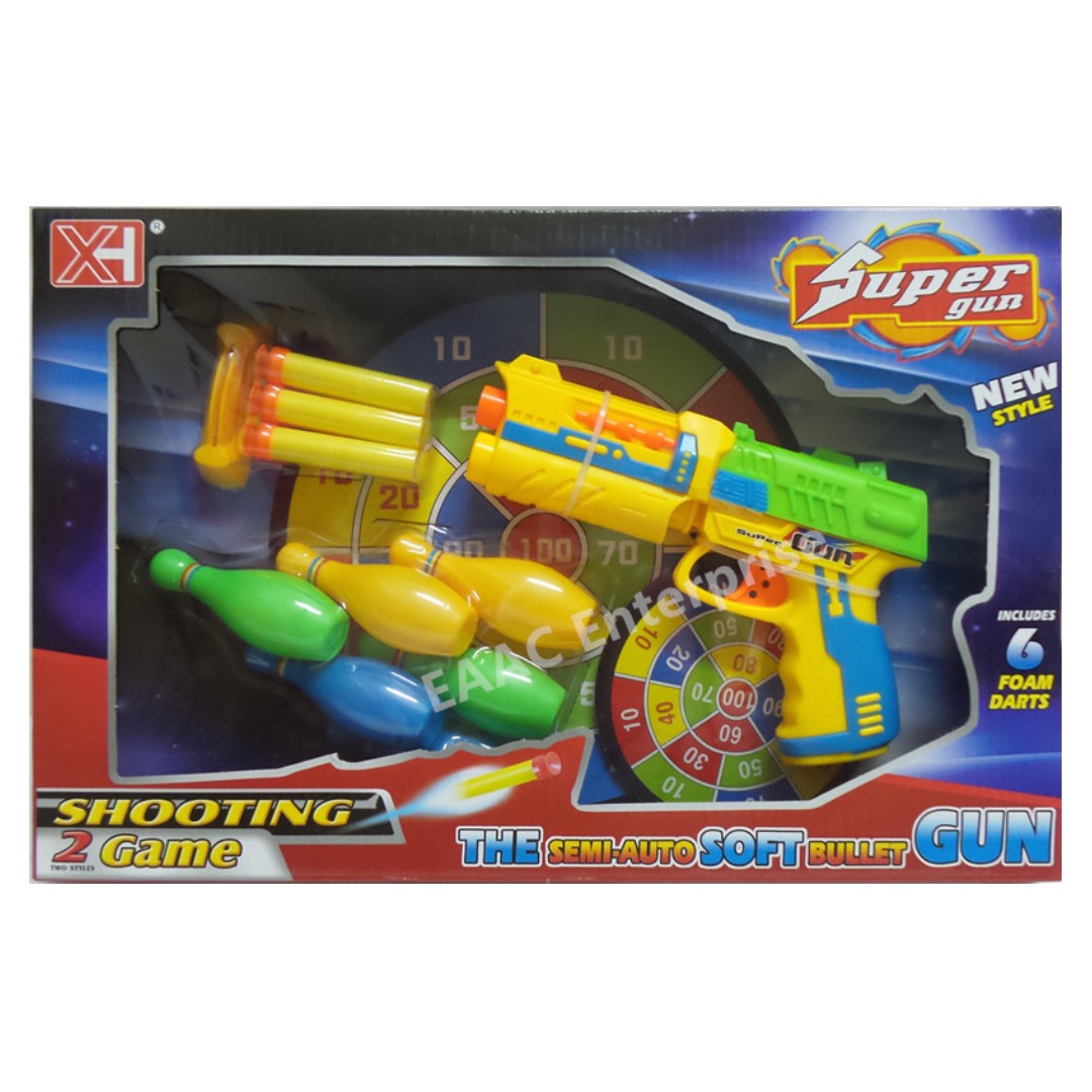 Semi-auto Soft Foam Bullet Shoot Gun Pistol + Bowling Bottles, Hobbies ...