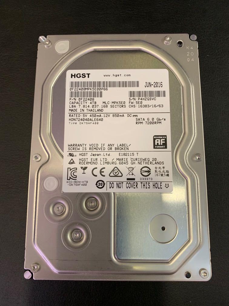 HGST Deskstar NAS 4TB 7200 RPM HDD, Computers & Tech, Parts ...